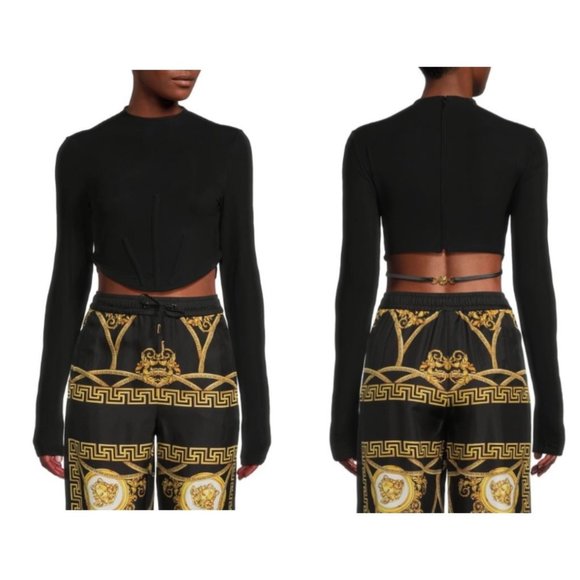 Versace | Tops | Versace Black Jersey Cropped Corset Top | Poshmark